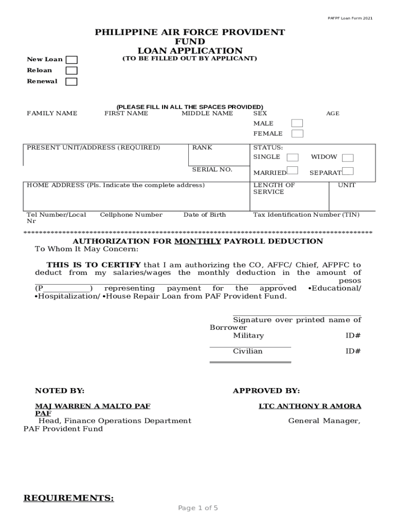 Personal housing provident fund loan application Doc Template | pdfFiller