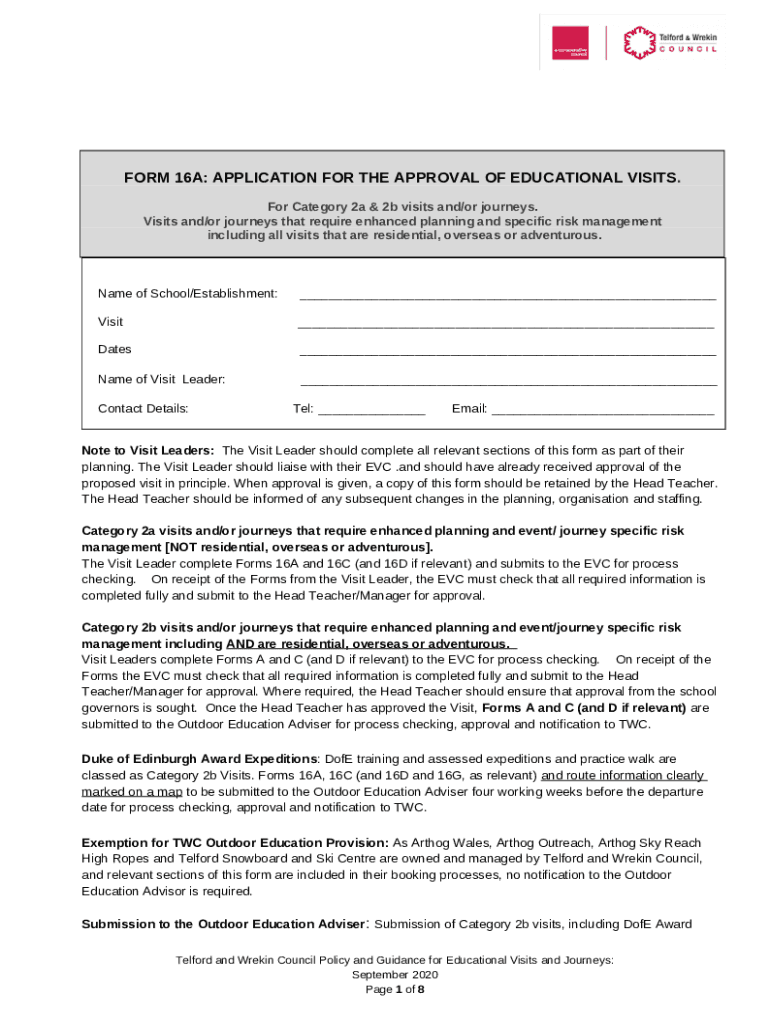 Notification of Educational Visits and/or ... Doc Template | pdfFiller