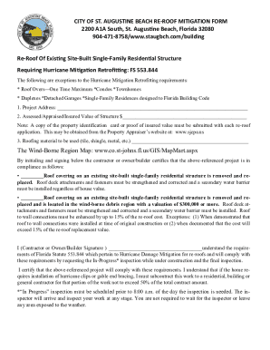 Fillable Online city of st. augustine beach re-roof mitigation form Fax ...