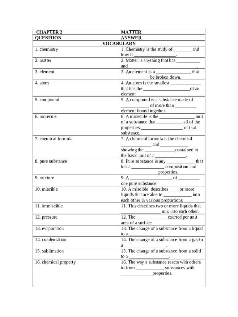 States of Matter Word Wall Vocabulary Doc Template | pdfFiller