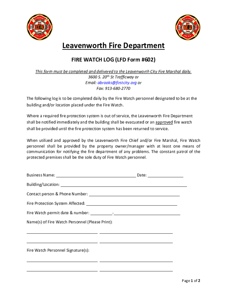 Fillable Online Leavenworth Fire Department Fax Email Print - pdfFiller