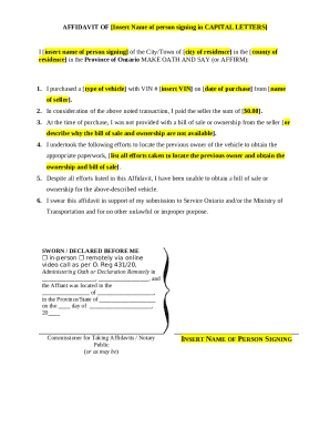 Template-Affidavit-to-Register-Vehicle-Missing-Bill-of-Sale- ... Doc ...