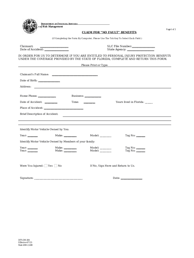 CLAIM FOR NO FAULT BENEFITS Doc Template | pdfFiller