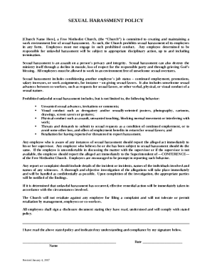 Church Sexual Harassment Policy Template Doc Template | pdfFiller