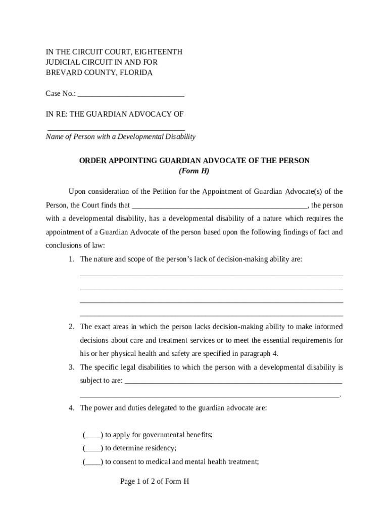 Order Appointing Attorney And Elisor For Person With ... Doc Template | pdfFiller