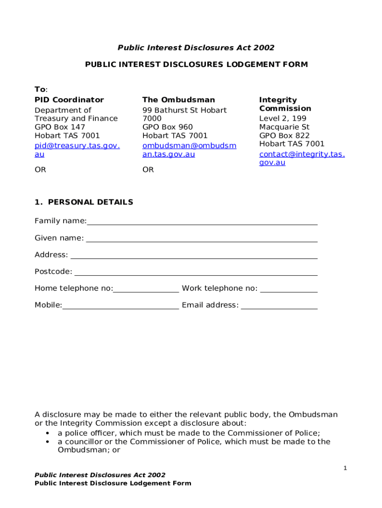 Public Interest Disclosure Model Procedures ... Doc Template | pdfFiller