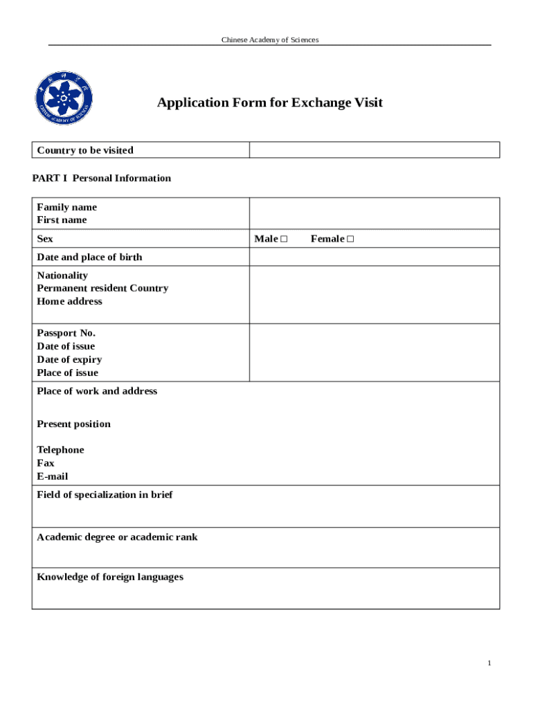 Application for Exchange Visit Doc Template | pdfFiller