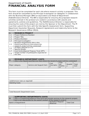 Financial Analysis . Research Governance Doc Template | pdfFiller