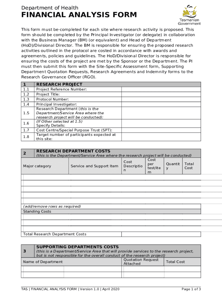 Financial Analysis . Research Governance Doc Template | pdfFiller