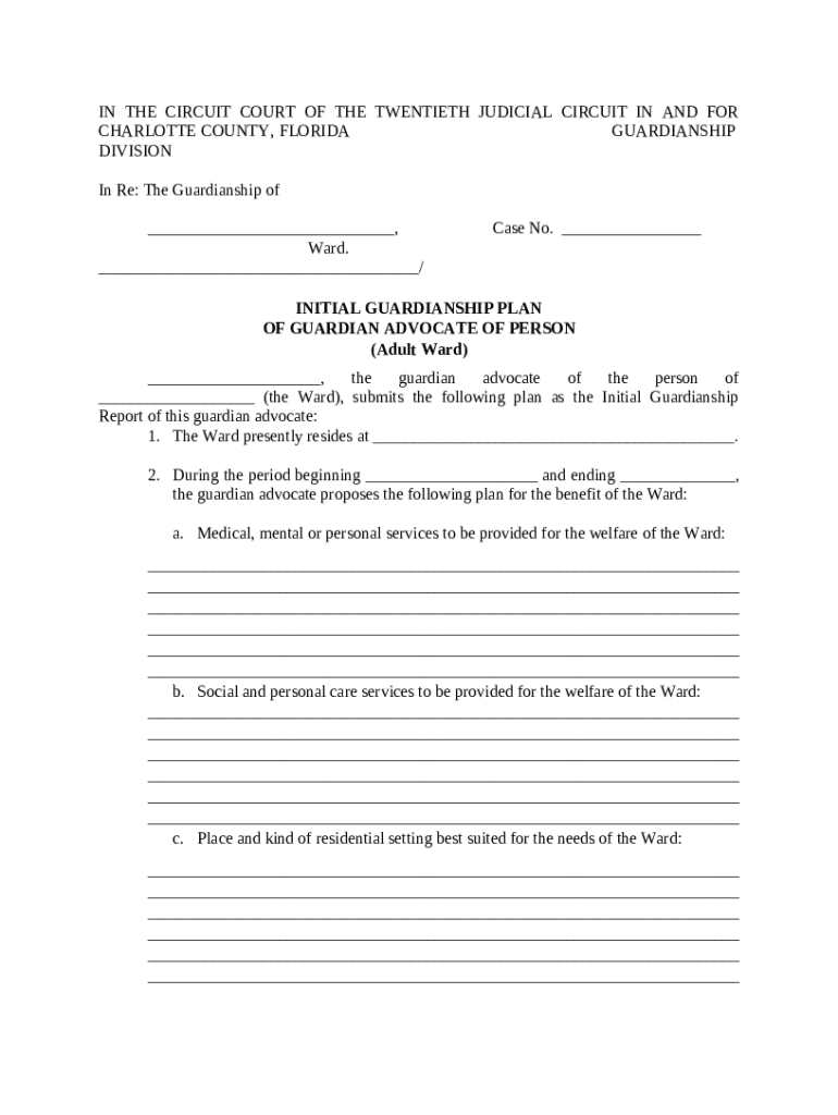 Initial Guardianship Plan of Guardian Advocate of Person ( ... Doc ...