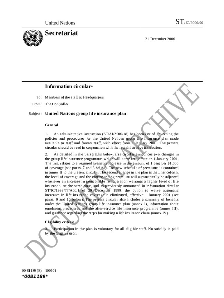 Life insurance (consolidated version) - UN Policy Portal Doc Template ...