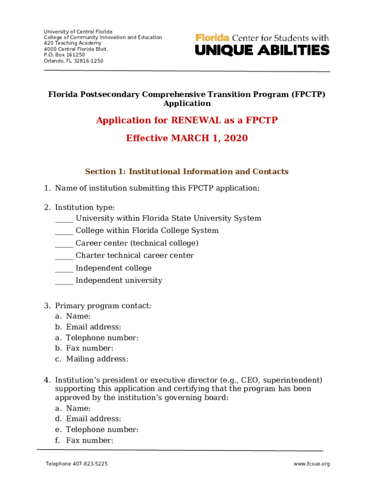 Application for Renewal as a FPCTP Doc Template | pdfFiller