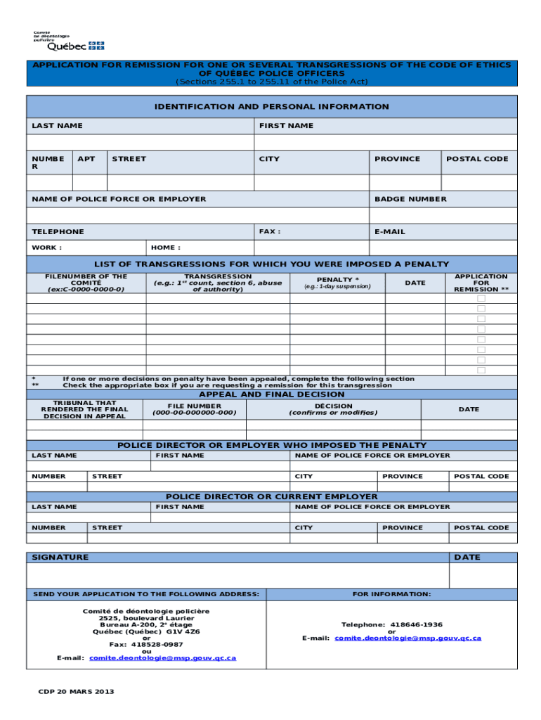 Download the application for remission Doc Template | pdfFiller