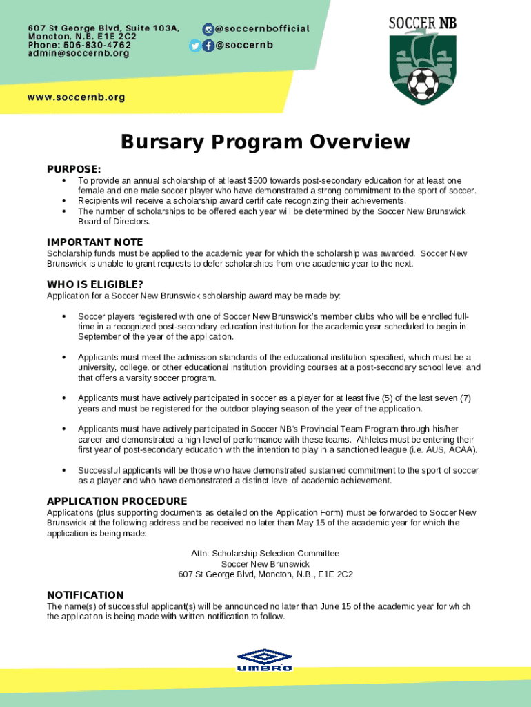 Bursary Program Overview Doc Template | pdfFiller