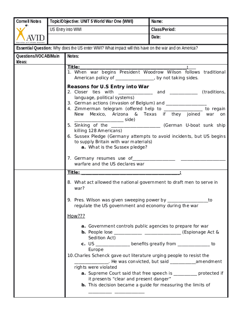 The United States in World War I (article) Doc Template | pdfFiller