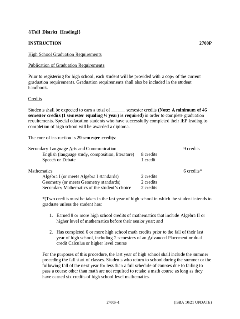 comprehensive high school graduation requirements procedure Doc ...