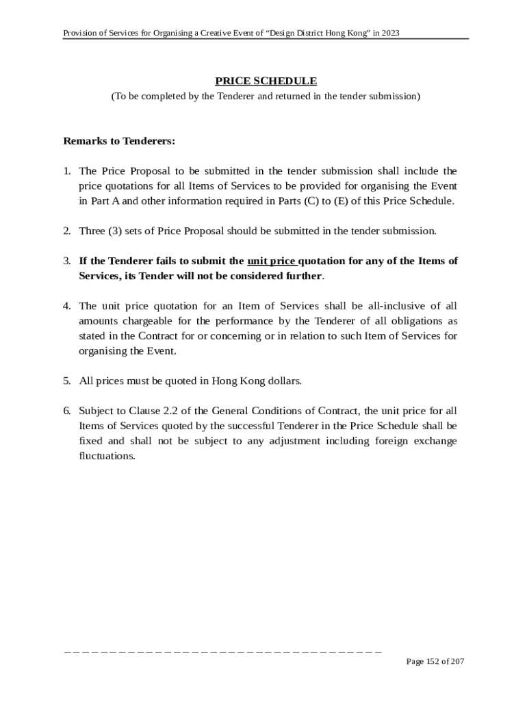 Instructions on submitting a tender (Services) Doc Template | pdfFiller