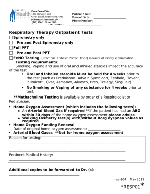 Respiratory Testing Referral Doc Template | pdfFiller