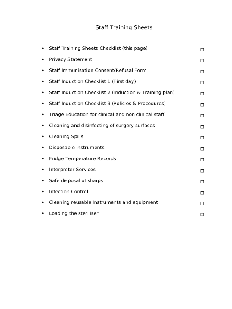 Induction checklist template Doc Template | pdfFiller