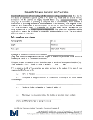 Services Will Make Call on Religious Exemptions to ... Doc Template ...