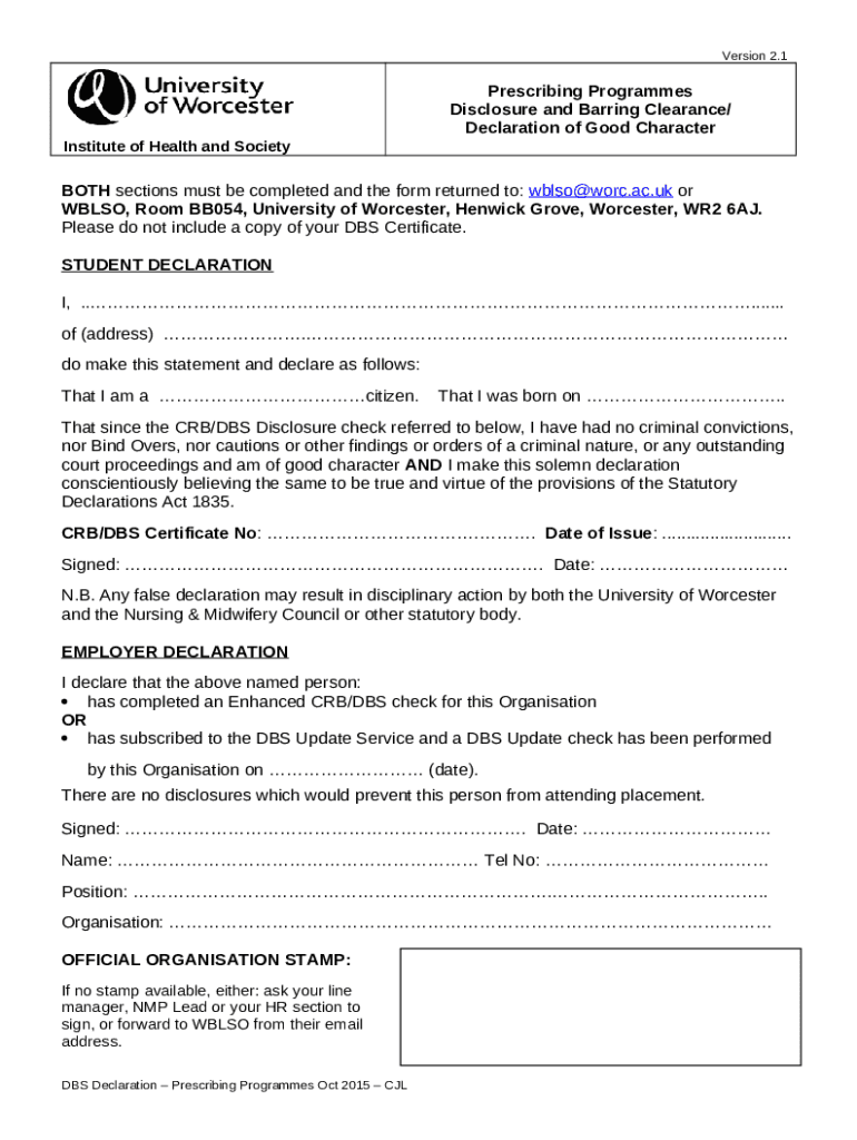 DBS-Declaration-of-Good-Character--for-Prescribing-Programmes Doc ...