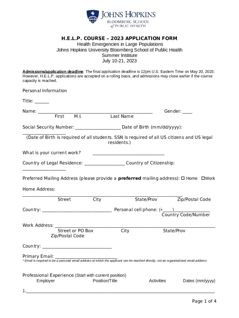 HELP CourseCenter for Humanitarian Health Doc Template | pdfFiller