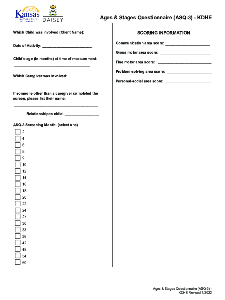 Fillable Online Ages & Stages Questionnaire (ASQ-3) Fax Email Print ...