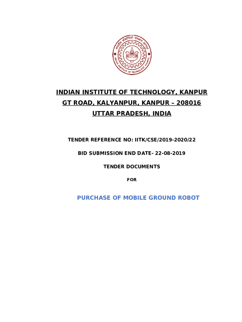 Tender Document for - Purchase of Autonomous Robot - iitk ac Doc ...