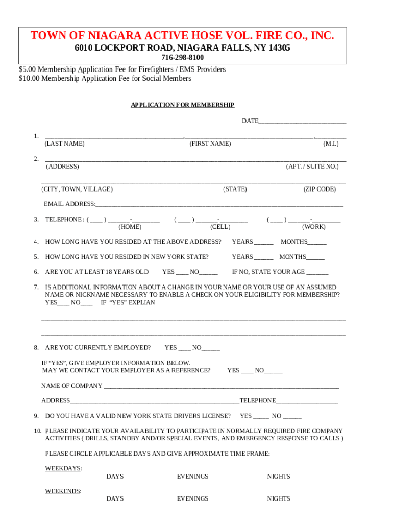 TOWN OF NIAGARA ACTIVE HOSE VOL Doc Template | pdfFiller