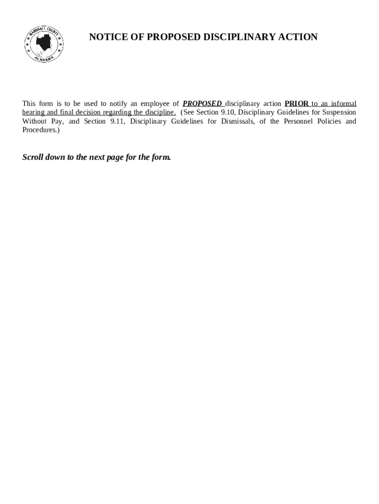 Nature of Proposed Disciplinary Action Doc Template | pdfFiller