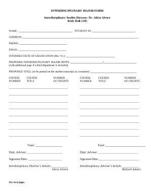 Interdisciplinary Major Doc Template | pdfFiller