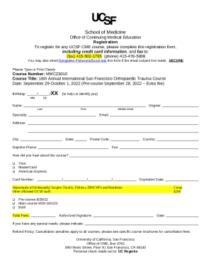 UCSF OCME Registration Doc Template | pdfFiller
