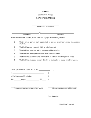17: Oath of Scrutineer Doc Template | pdfFiller