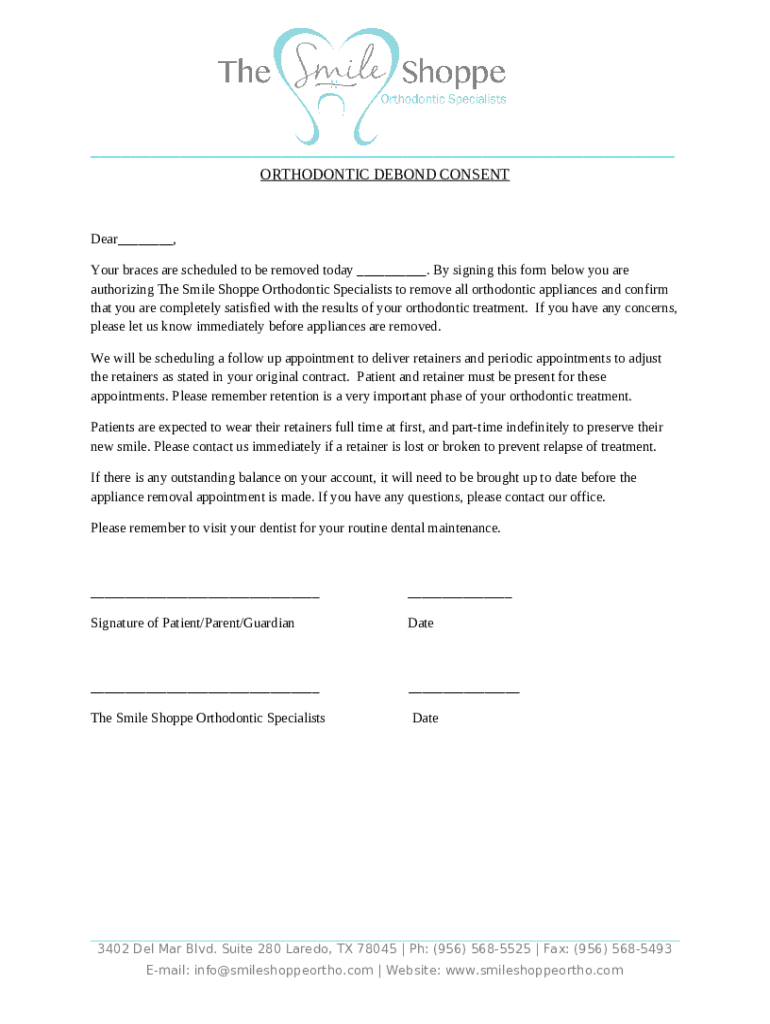 Early Removal Of Braces Consent Fill Online Printable Doc Template Pdffiller
