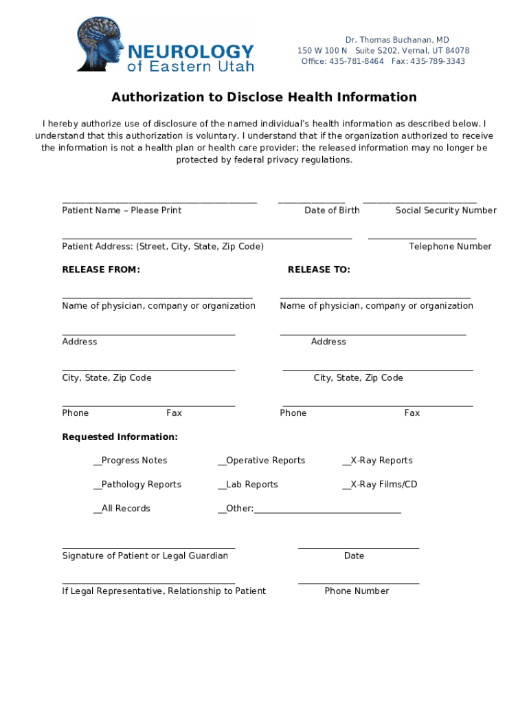 I hereby authorize use of disclosure of the named individual's health ination as described below ...