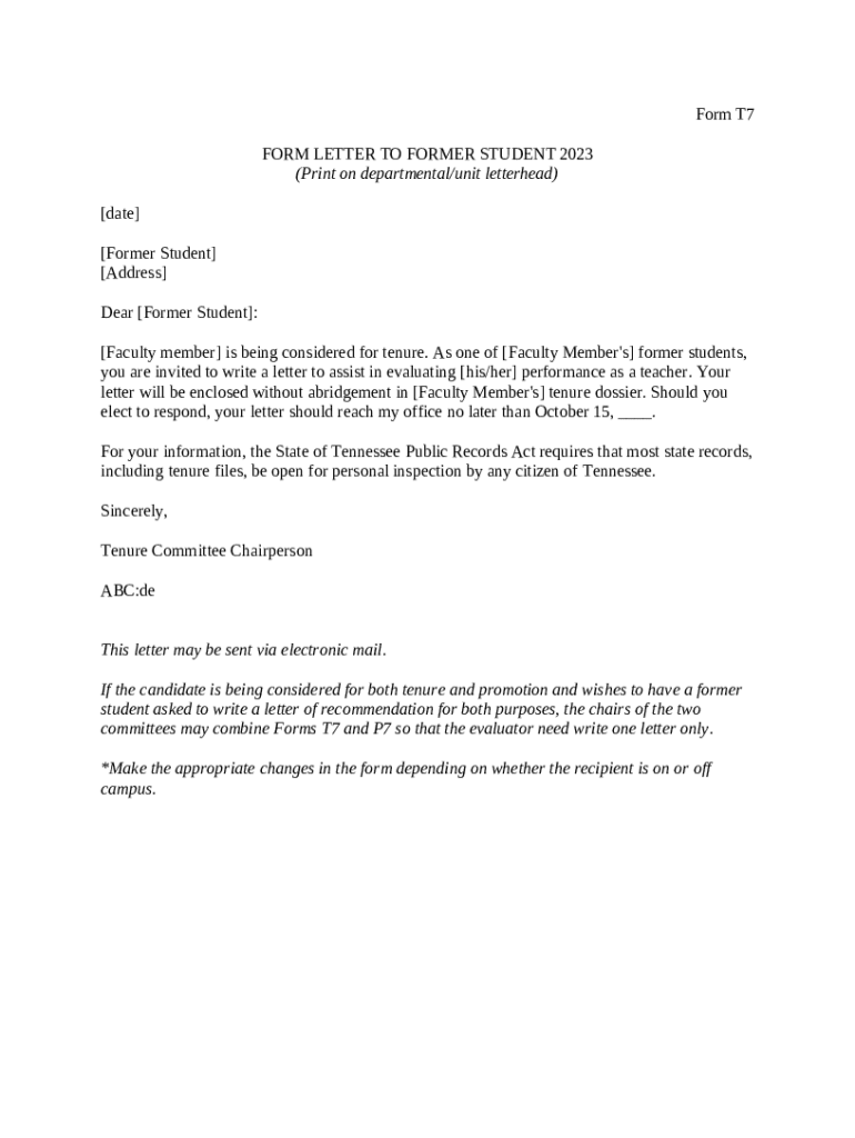 Solicitation/Guidelines for students writing faculty letters Doc Template | pdfFiller
