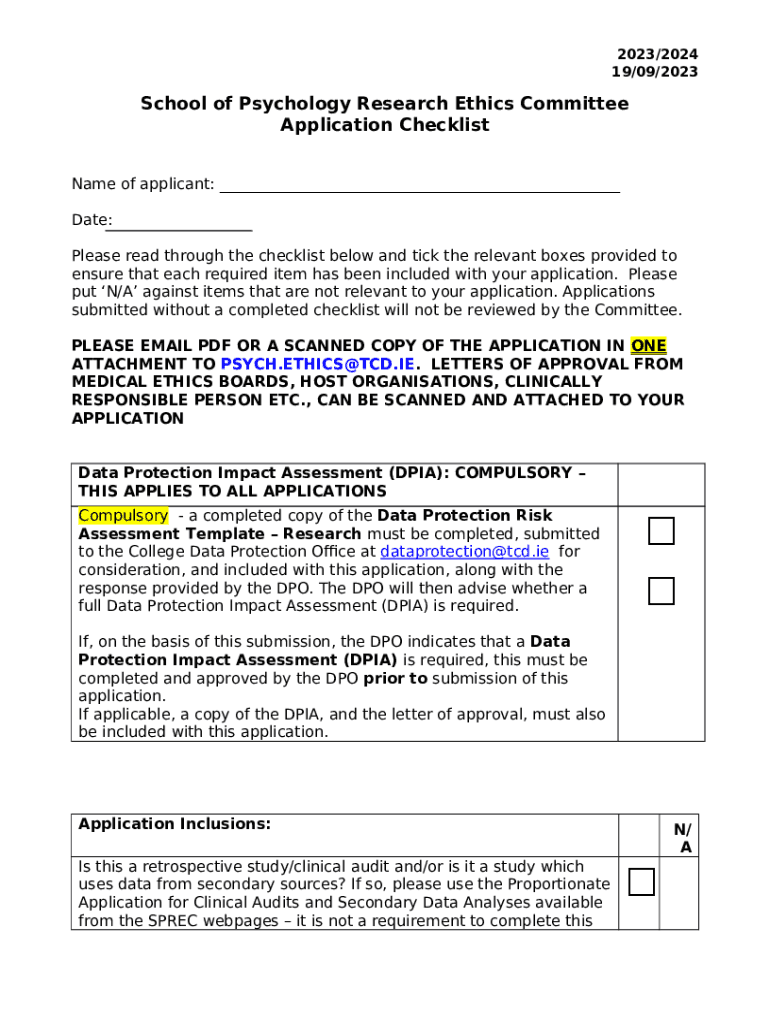 Health, safety and ethics : School of Psychology - psychology tcd Doc Template | pdfFiller