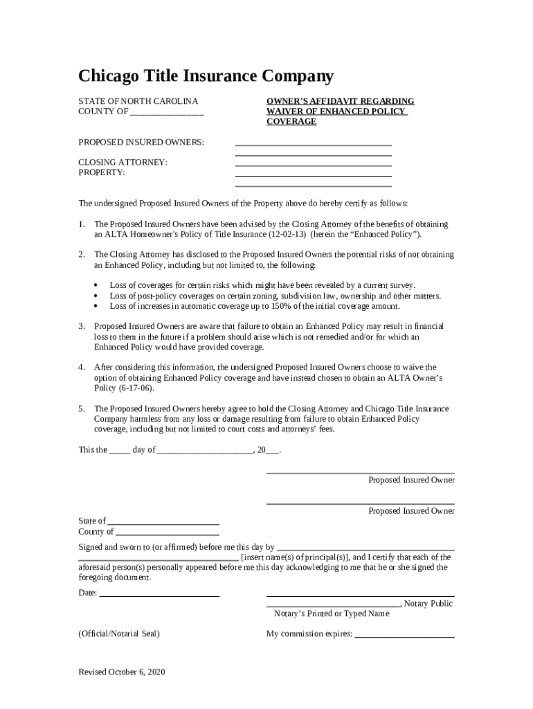 chicago title insurance company owner affidavit and indemnity ... Doc ...