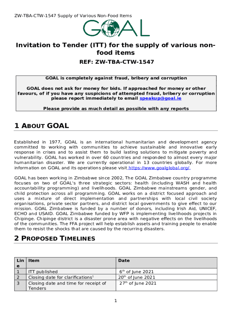 Invitation to Tender (ITT) for the supply of various non-food ... Doc ...