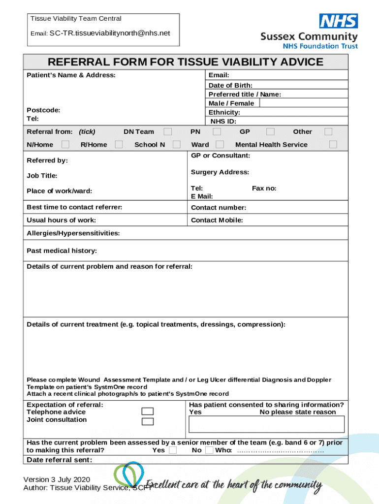 SLaM Tissue Viability Service Referral Doc Template | pdfFiller
