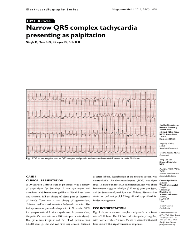Fillable Online Narrow QRS complex tachycardia presenting as ...