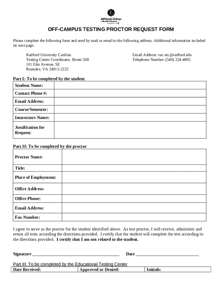 Testing Current StudentsRadford University Carilion Doc Template ...