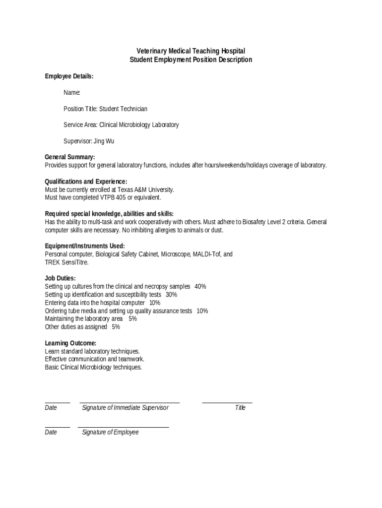 Veterinary Medical Teaching Hospital Student Employment ... - vetmed ...