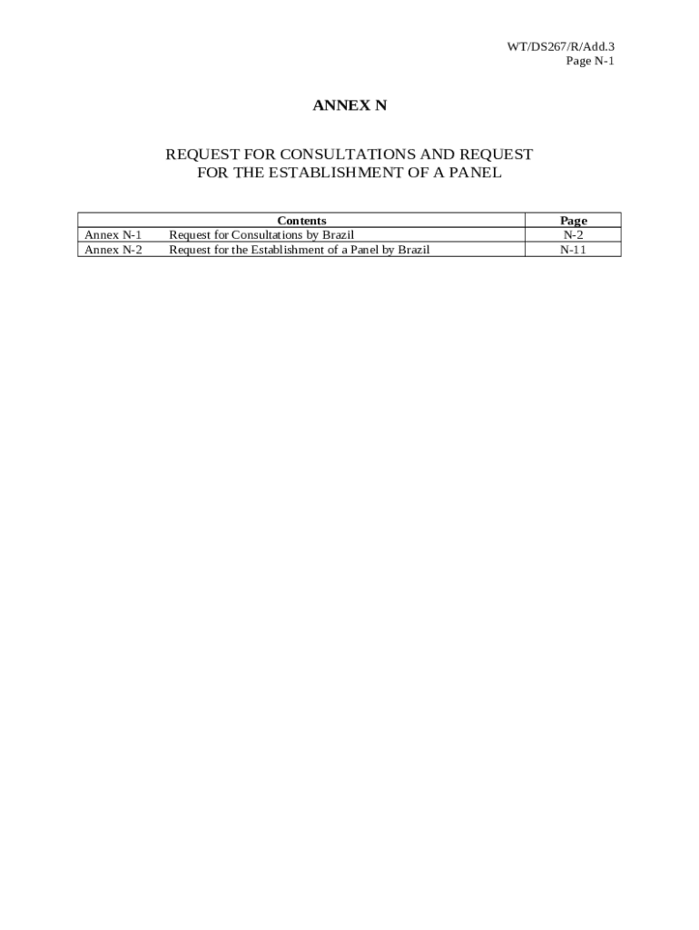 ANNEX N REQUEST FOR CONSULTATIONS AND REQUEST ... Doc Template | pdfFiller