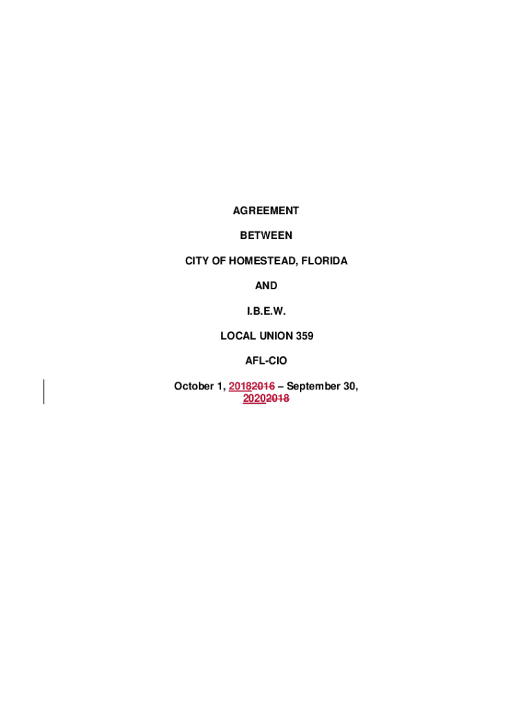 Fillable Online AGREEMENT BETWEEN CITY OF HOMESTEAD, ... Fax Email ...