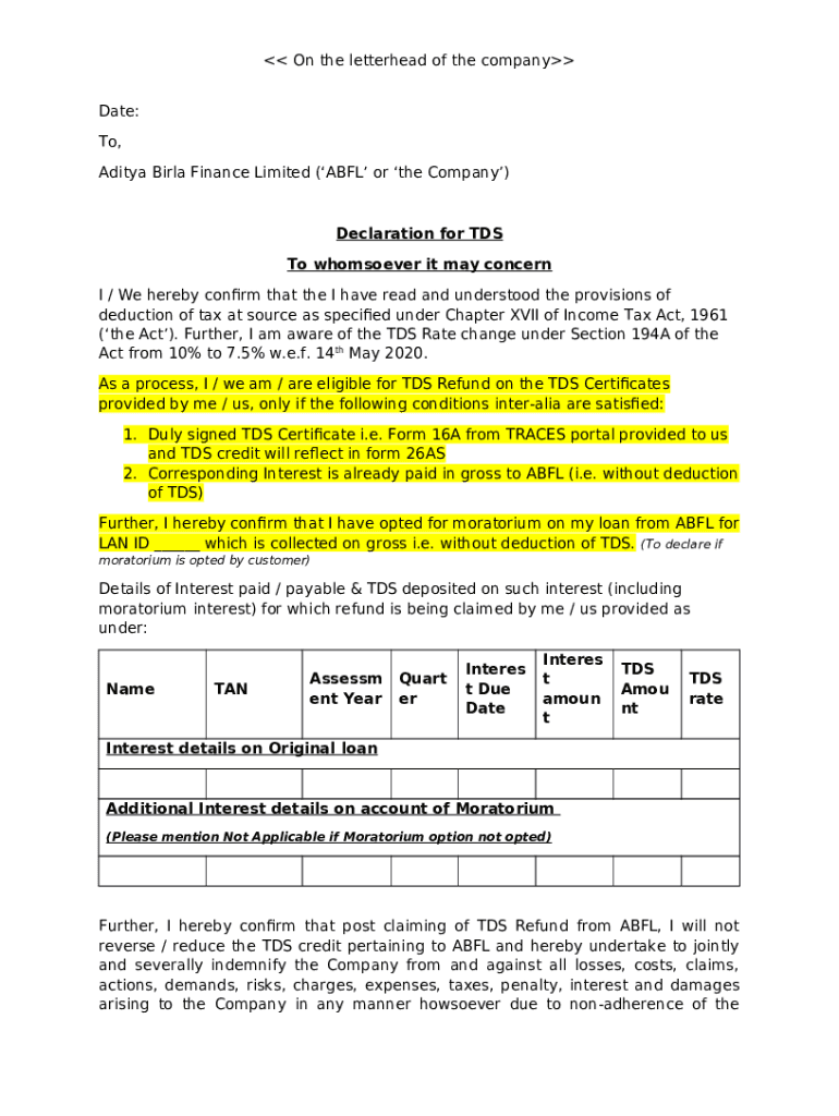 What Is the Due Date for TDS Payment And TDS Returns Doc Template ...