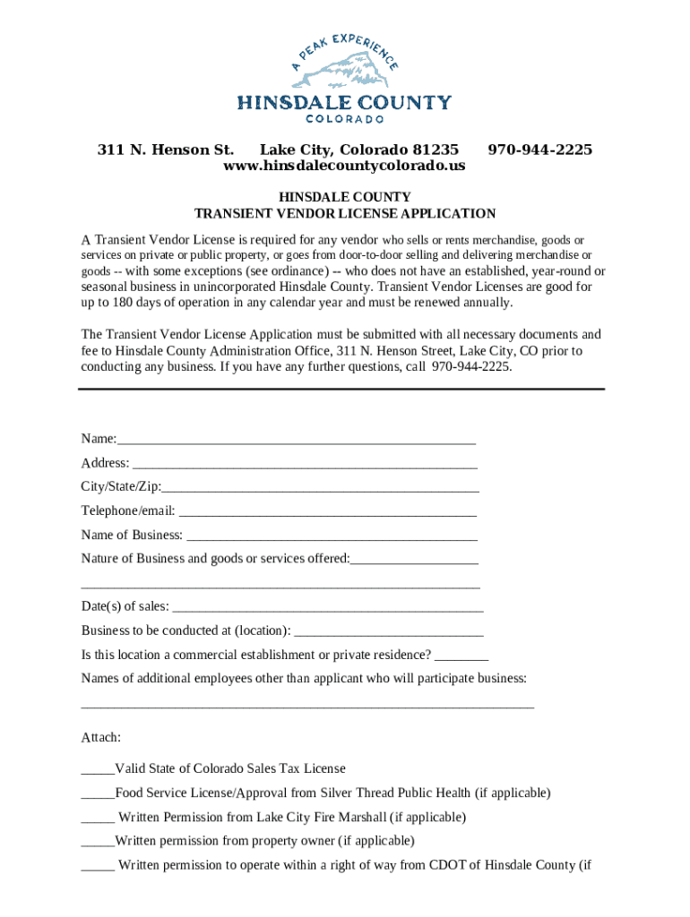 Hinsdale County Sheriff - Law Enforcement - Lake City ... Doc Template | pdfFiller