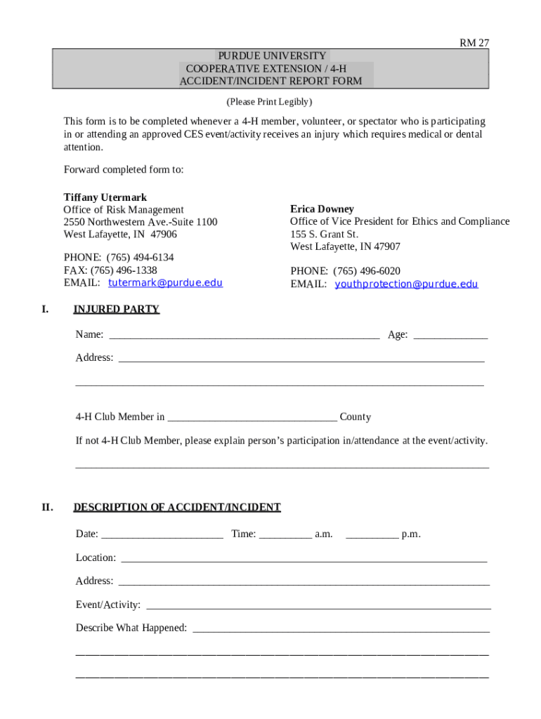 rm 27 purdue university cooperative extension / 4-h ... Doc Template | pdfFiller
