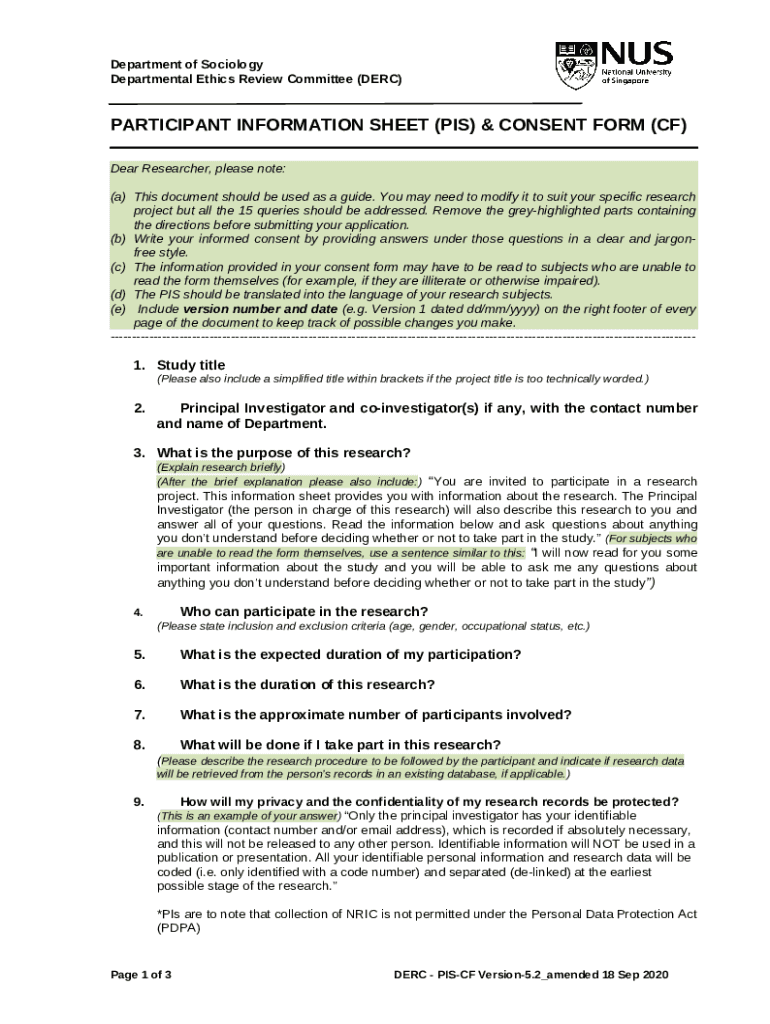 Style: What makes a good Participant Ination Sheet Doc Template | pdfFiller