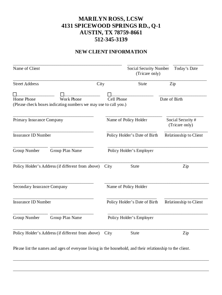 MARILYN ROSS, LCSW Doc Template | pdfFiller